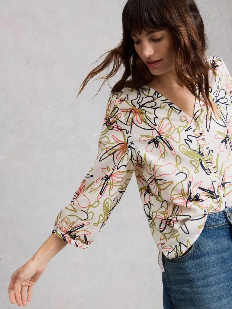 White Stuff Ruby Cotton Organic Top - Ivory Print – Jacksons of Saintfield