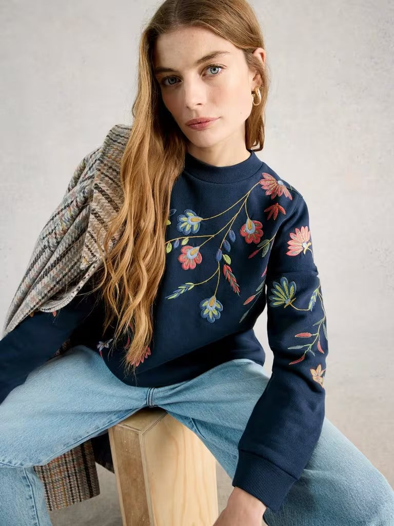 White Stuff Women’s Floral Embroidered Sweat - Navy Multi – Jacksons of ...