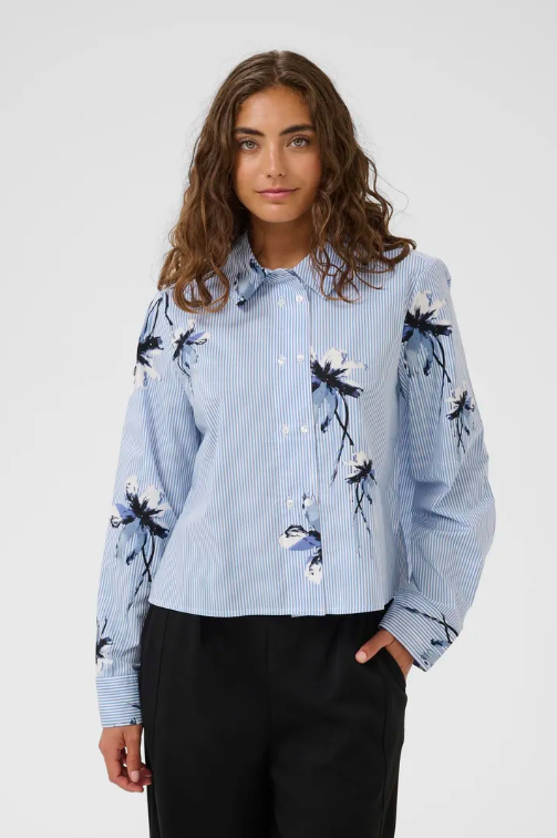 Culture Ladies CUbrila Shirt In Blue Flower Stripe – Jacksons of Saintfield