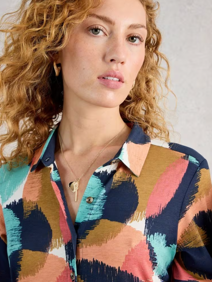 White Stuff Ladies Rua Jersey Shirt Dress In Navy Multi – Jacksons of ...