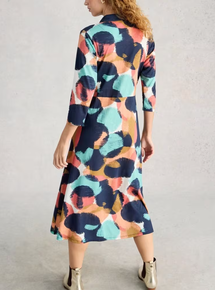 White Stuff Ladies Rua Jersey Shirt Dress In Navy Multi – Jacksons of ...