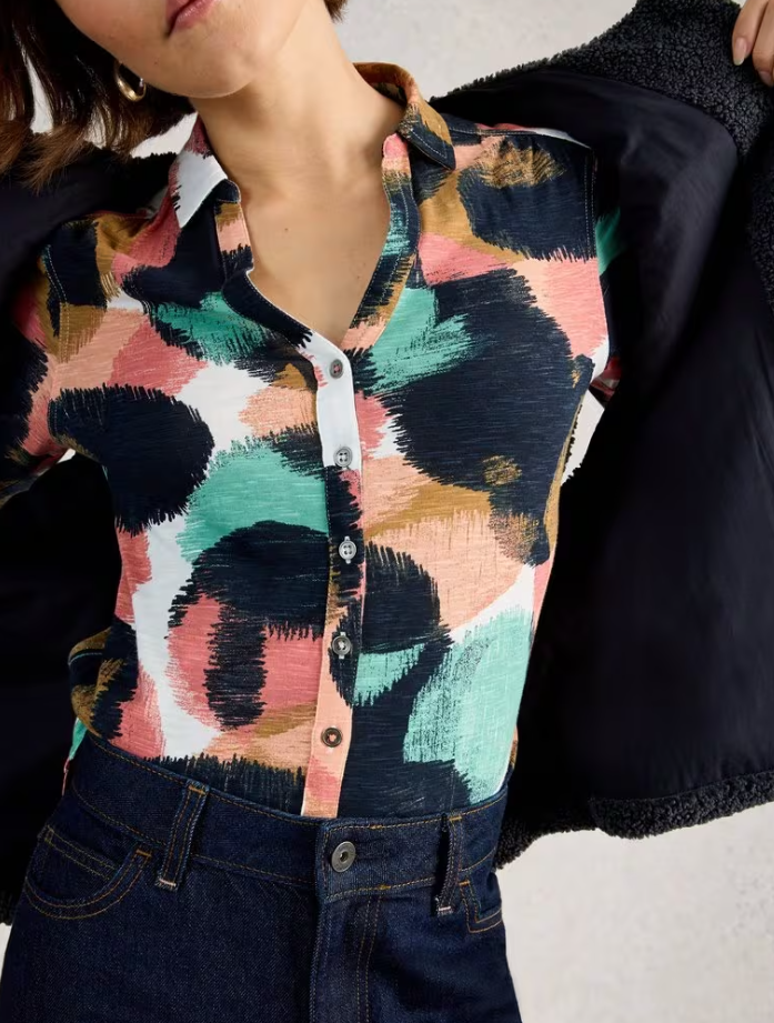 White Stuff Ladies ANNIE COLLARED SHIRT JERSEY In Navy PR – Jacksons of ...