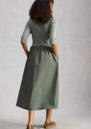 White Stuff Ladies Dress Shay Jersey Mix in Khaki GRN, – Jacksons of ...