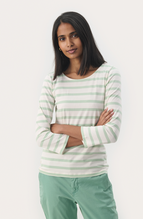 Part Two EmelPW T-Shirt In Cameo Green And White Stripe – Jacksons of ...