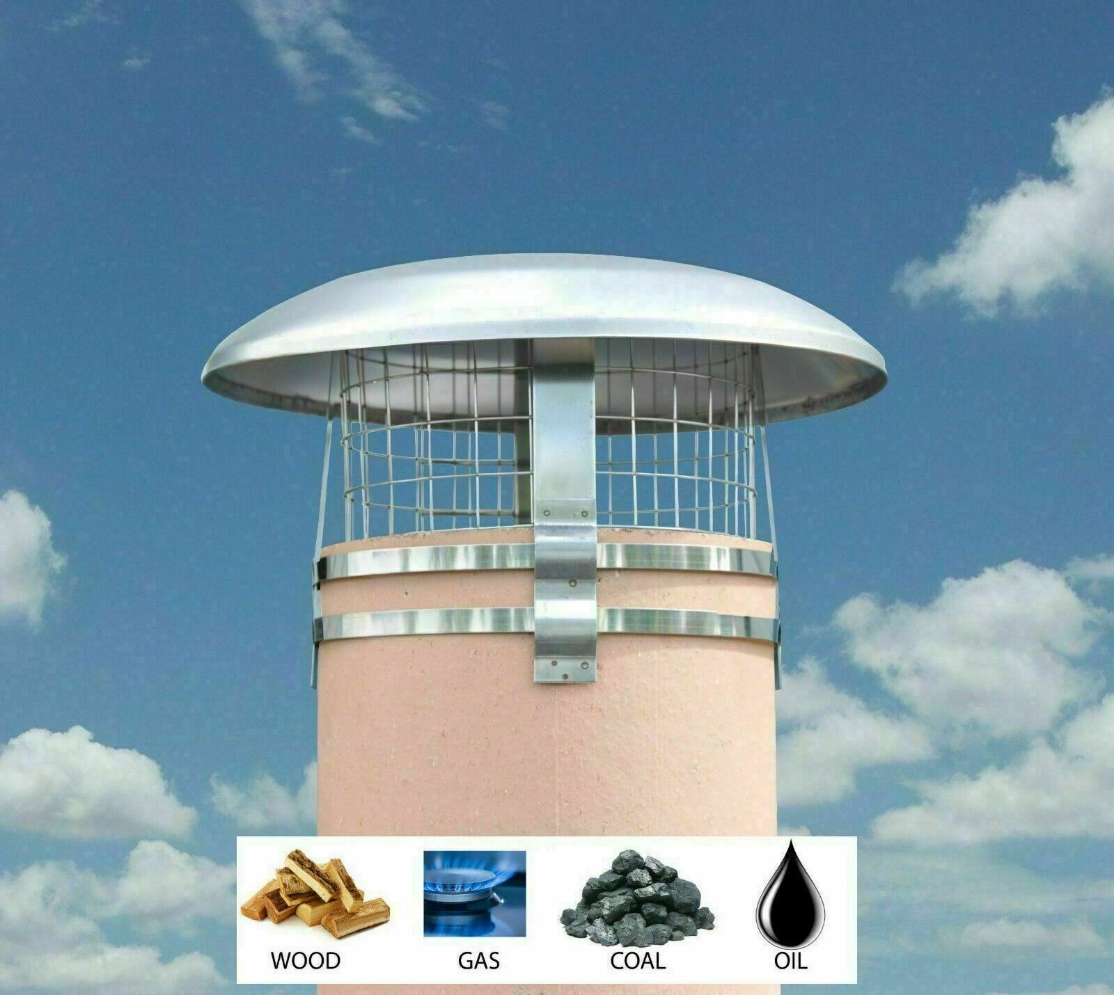 CHIMENY COWL CAP WITH BIRD SCREEN CANOPY UNIVERSAL FITTING NEW, BOXED ...