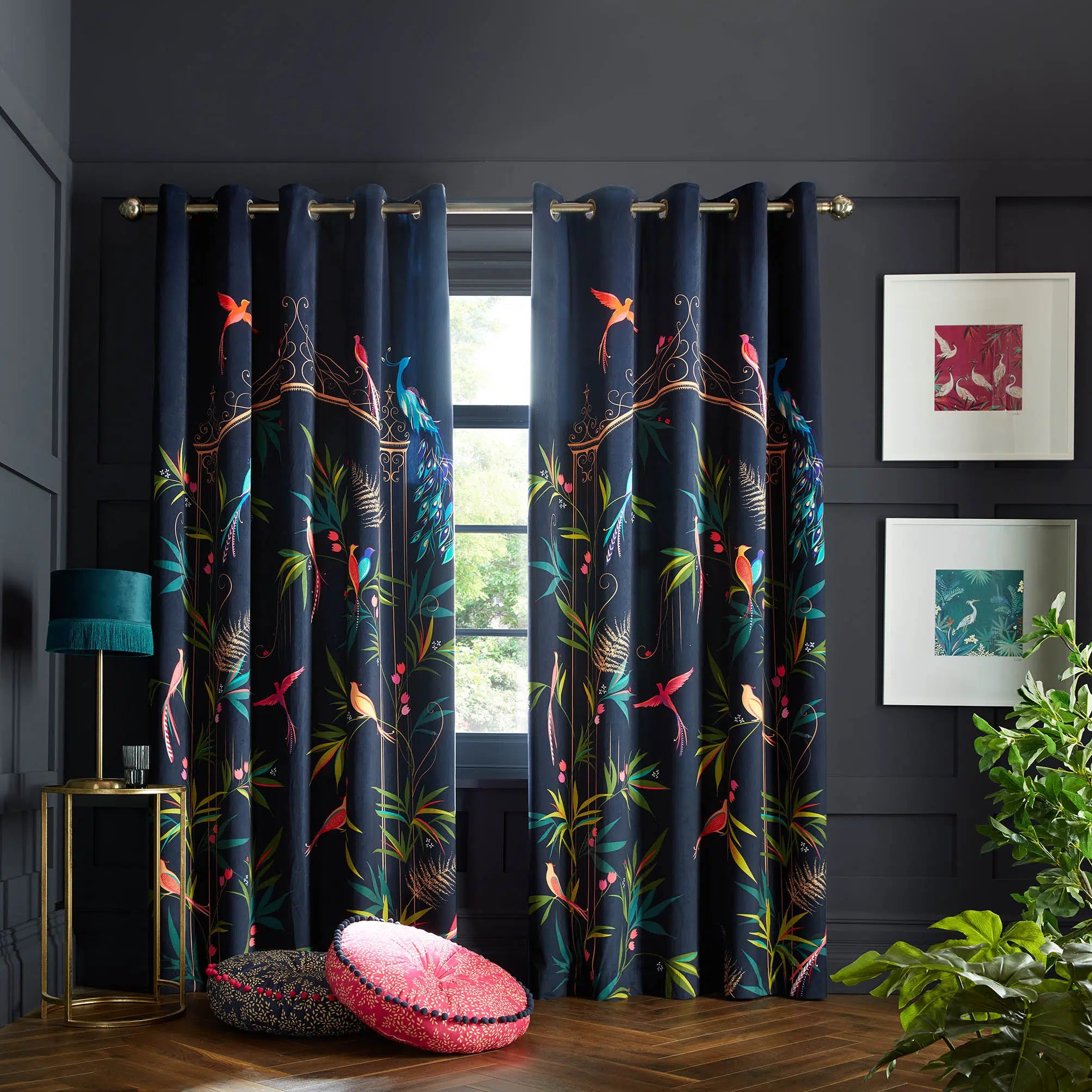 Sara Millar Enchanted Gate Navy 90x90 curtains Eyelet – Jacksons of ...